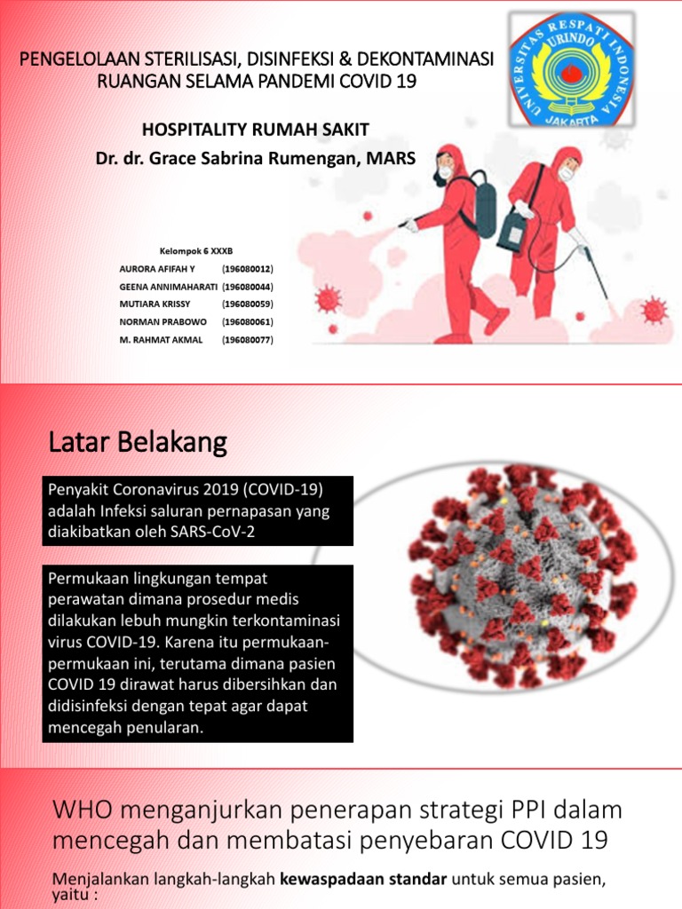 PENGELOLAAN DISINFEKSI & DEKONTAMINASI RUANGAN SELAMA PANDEMI COVID 19 ...