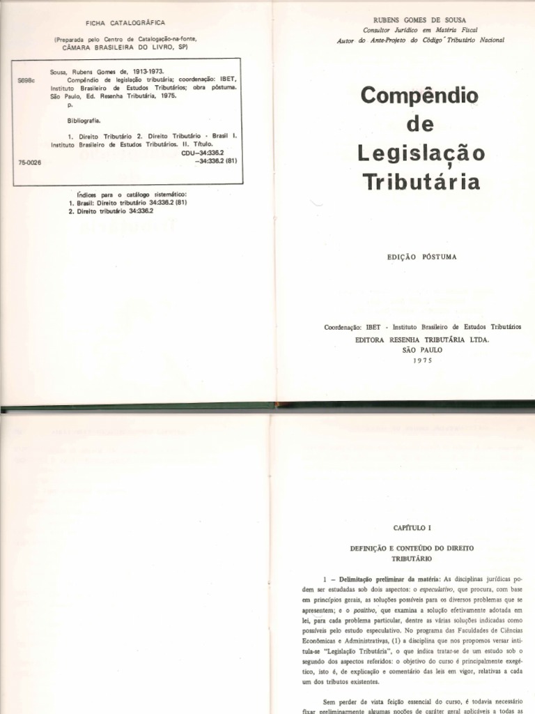 SOUSA, Rubens Gomes De. Compêndio de Legislação Tributária, P. 29-65 | PDF
