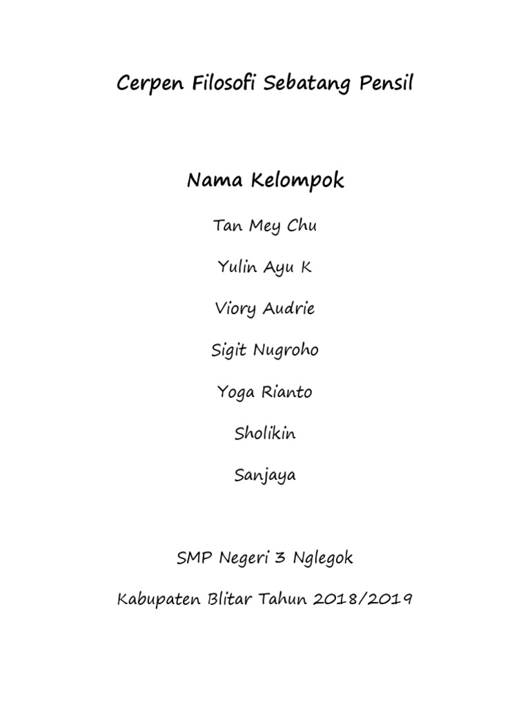 Cerpen Filosofi Sebatang Pensil | PDF | Seni & Disiplin Bahasa ...