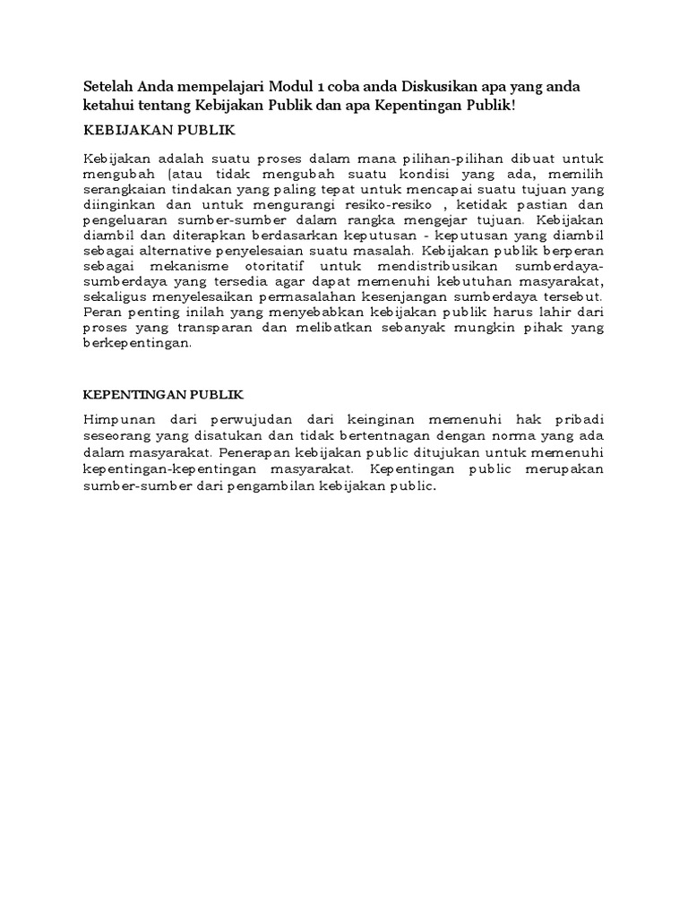 Diskusi I Kebijakan Publik | PDF