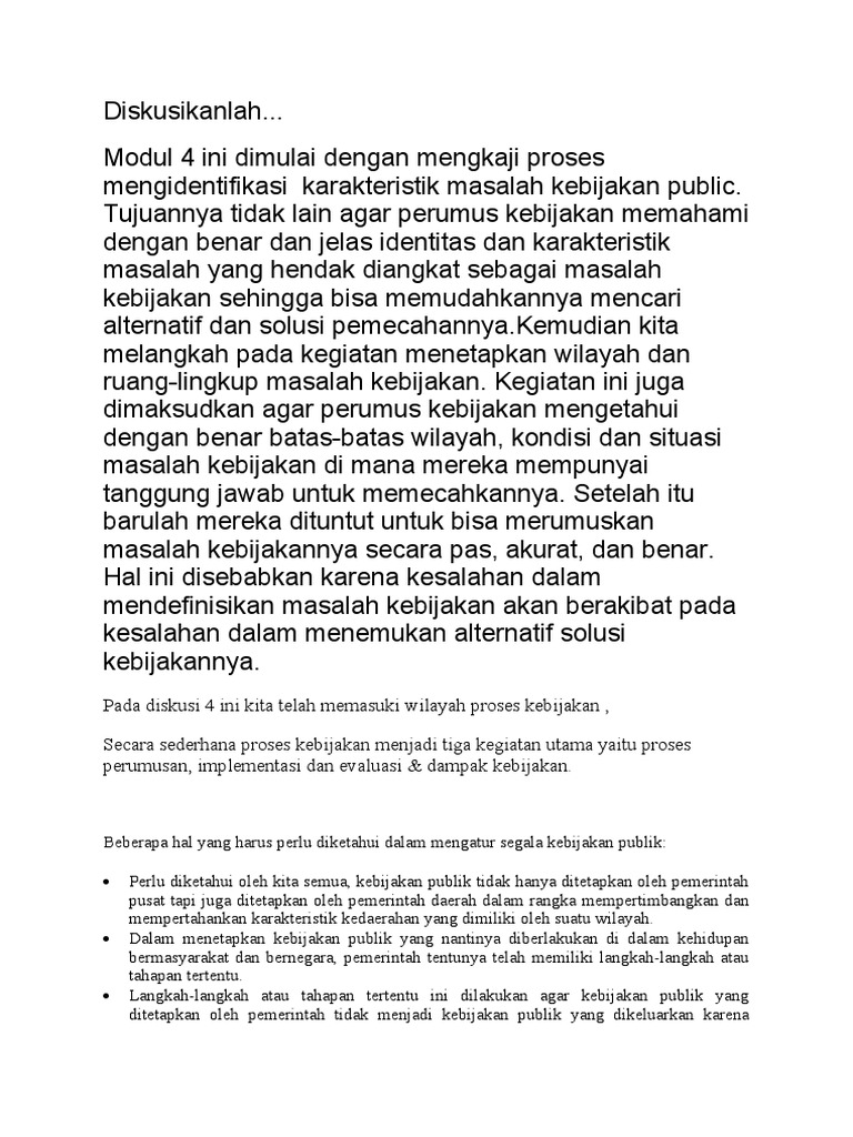 Diskusi 4 Kebijakan Publik | PDF