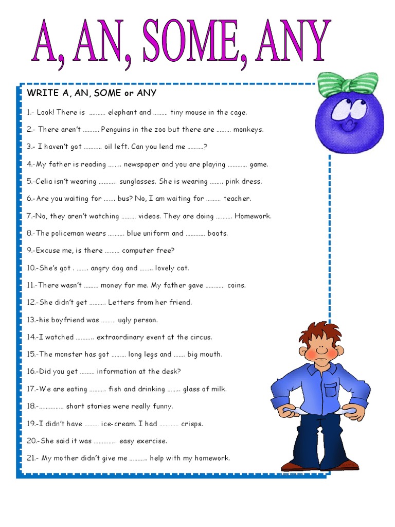 A, An, Some, Any Exercises PDF | PDF | Home & Garden