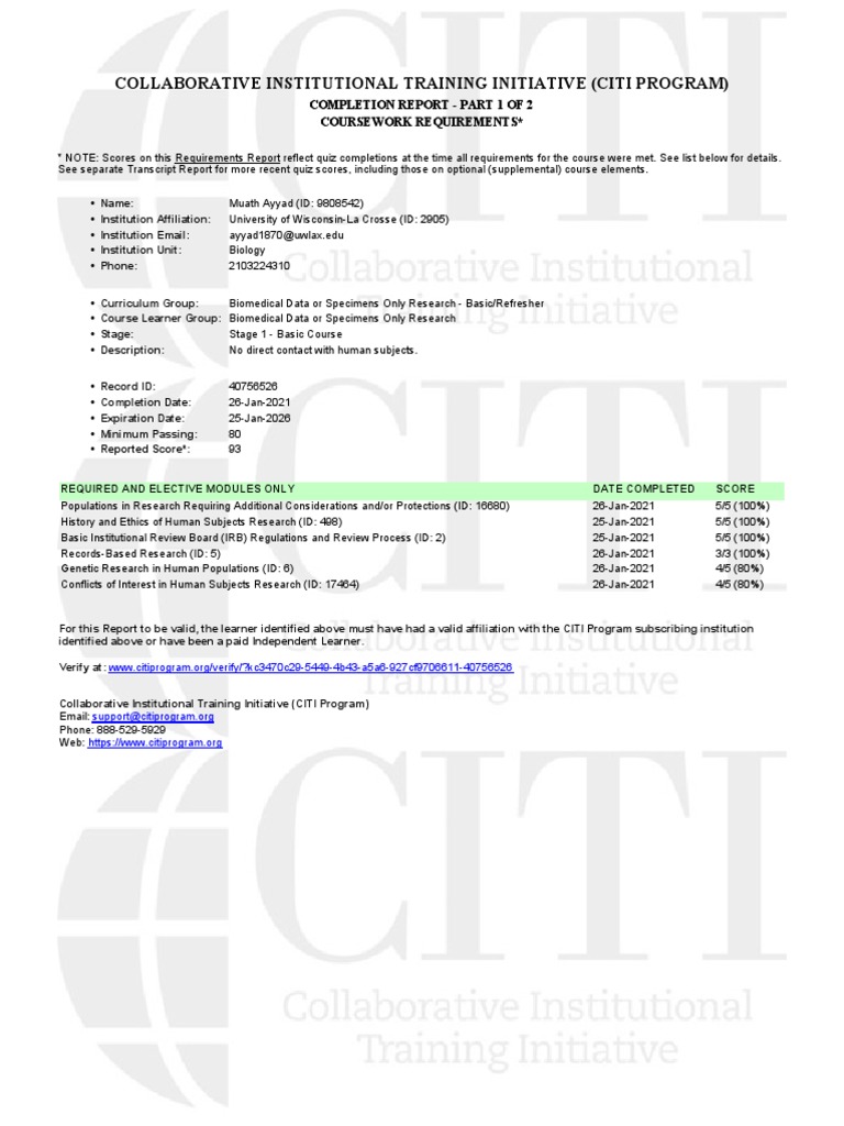 Citi Certificate | PDF