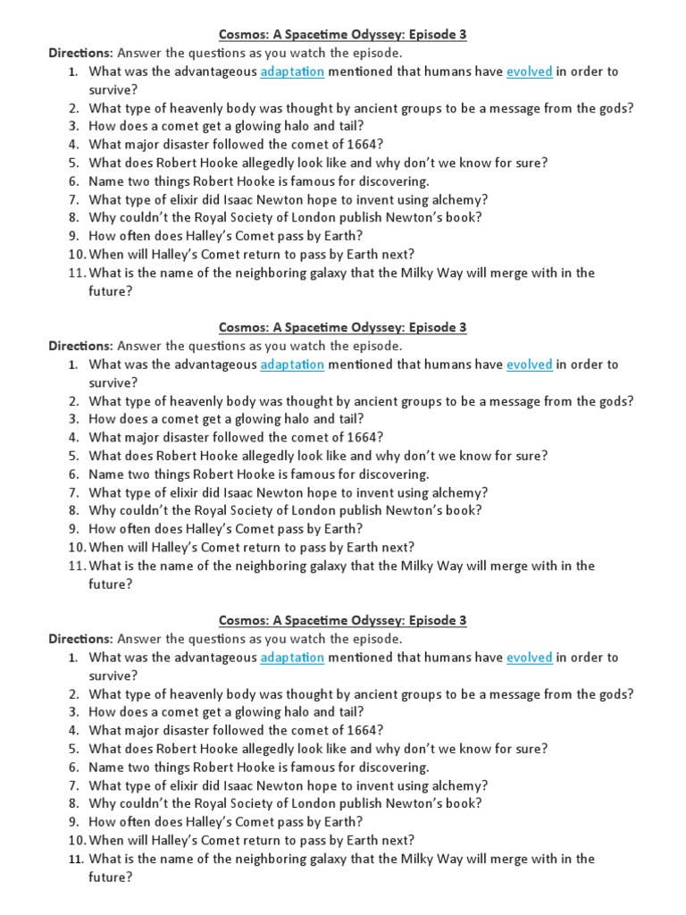 Cosmos Episode 3 Questions | PDF | Comet | Isaac Newton