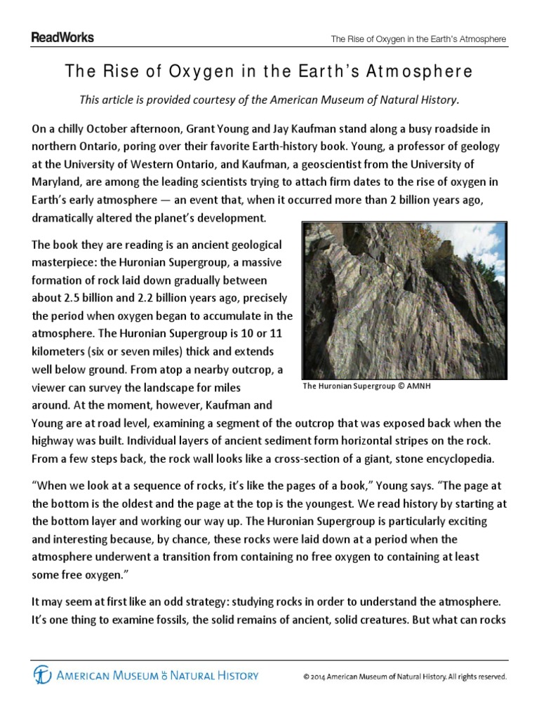The Rise of Oxygen in The Earth's Atmosphere | PDF | Atmosphere Of ...