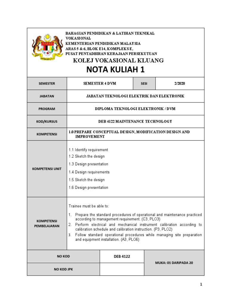 MT Nota Kursus K1 | PDF