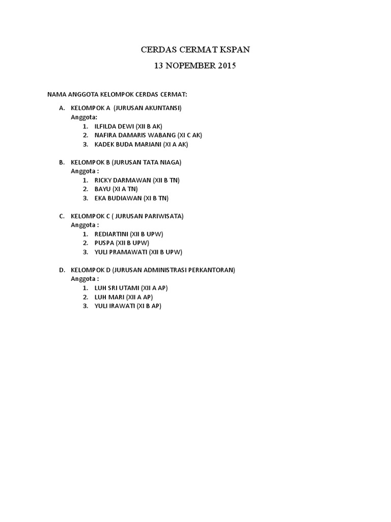 Cerdas Cermat Kspan | PDF