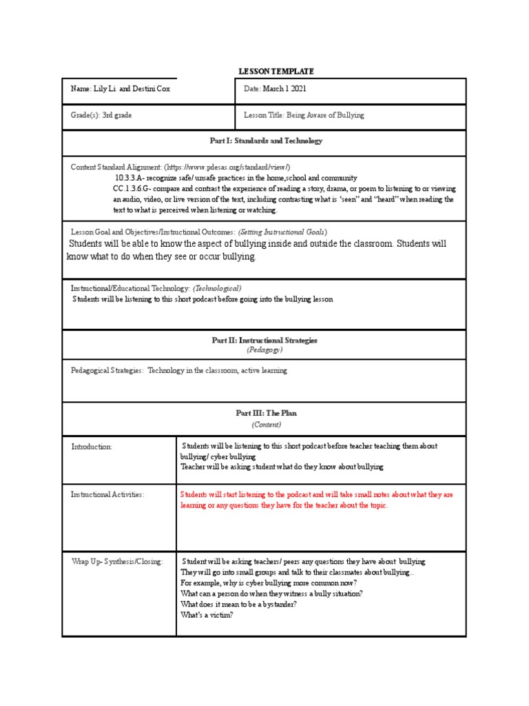 Podcast Lesson Plan | PDF | Bullying | Lesson Plan