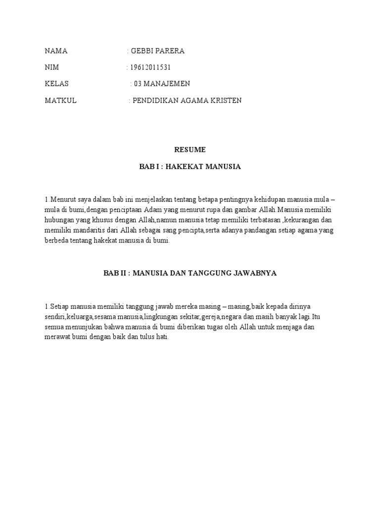 Resume Agama Kristen Bab 1 - 16 | PDF