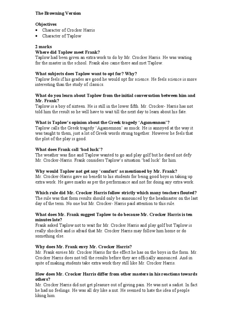 The Browning Version | PDF | Humour