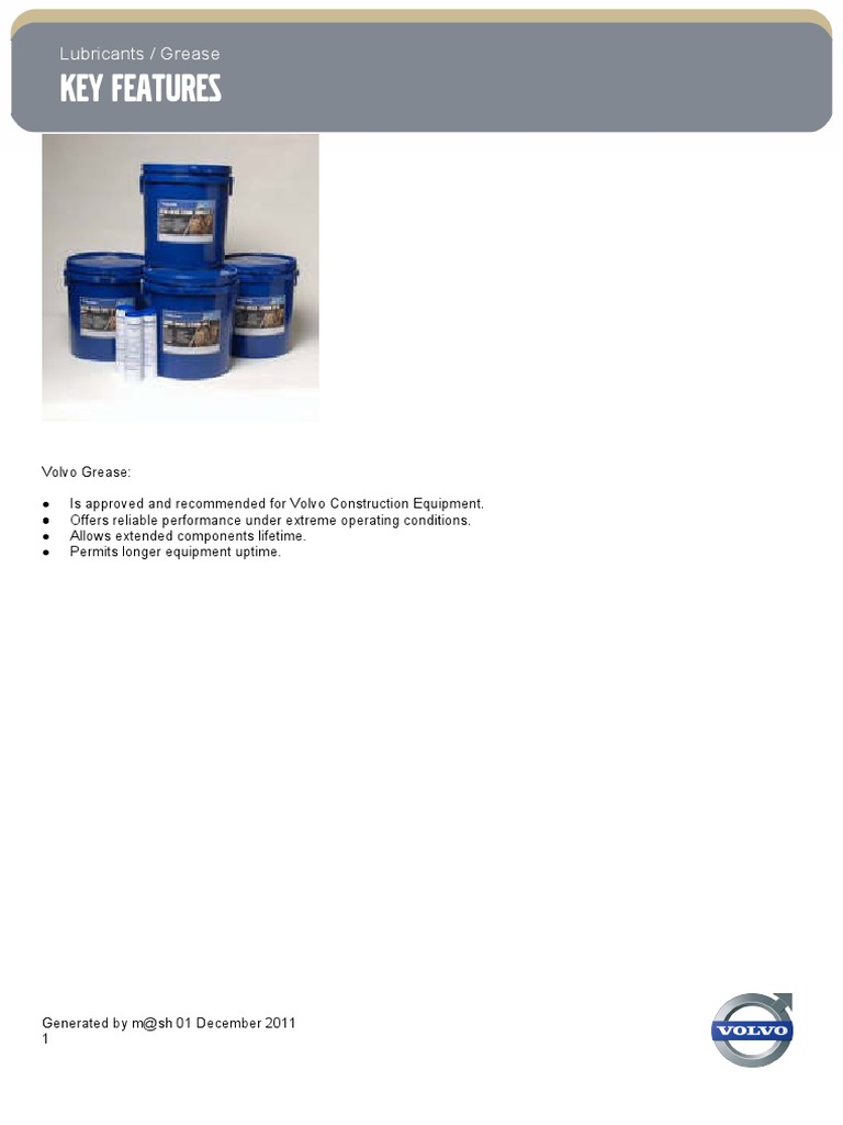 Volvo Grease Protects Construction Equipment | PDF | Lubricant ...