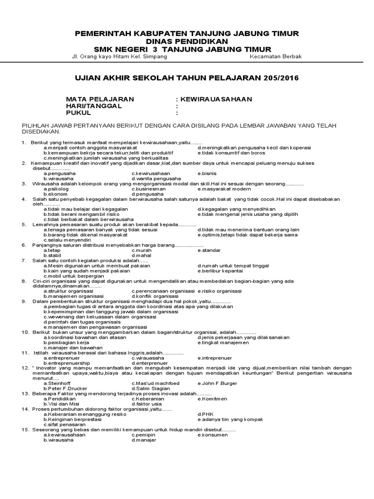 Soal Uas Kwu | PDF