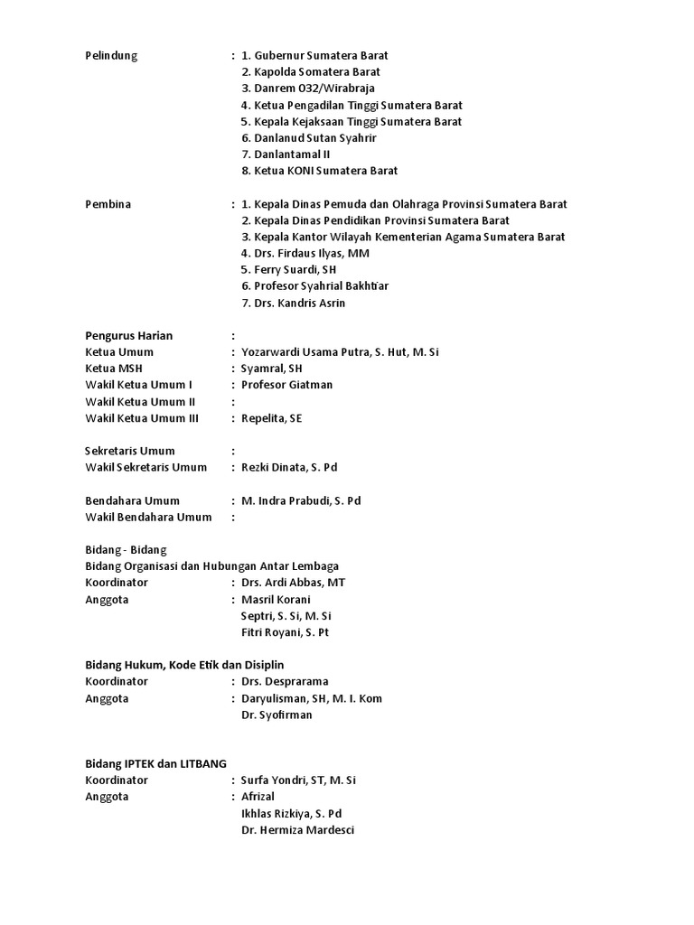 Susunan Pengurus | PDF