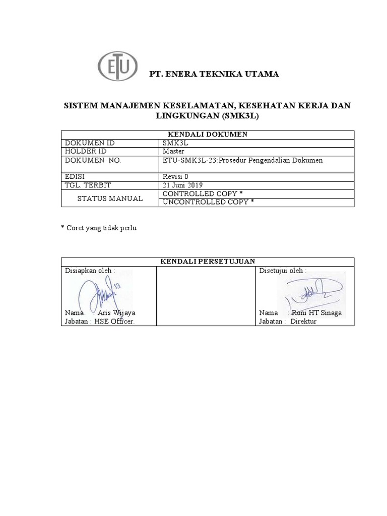 MENGENDALIKAN DOKUMEN SMK3L | PDF