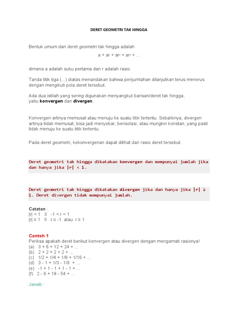 Deret Geometri Tak Hingga | PDF