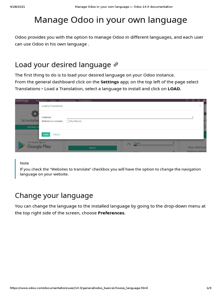 Manage Odoo in Your Own Language | PDF
