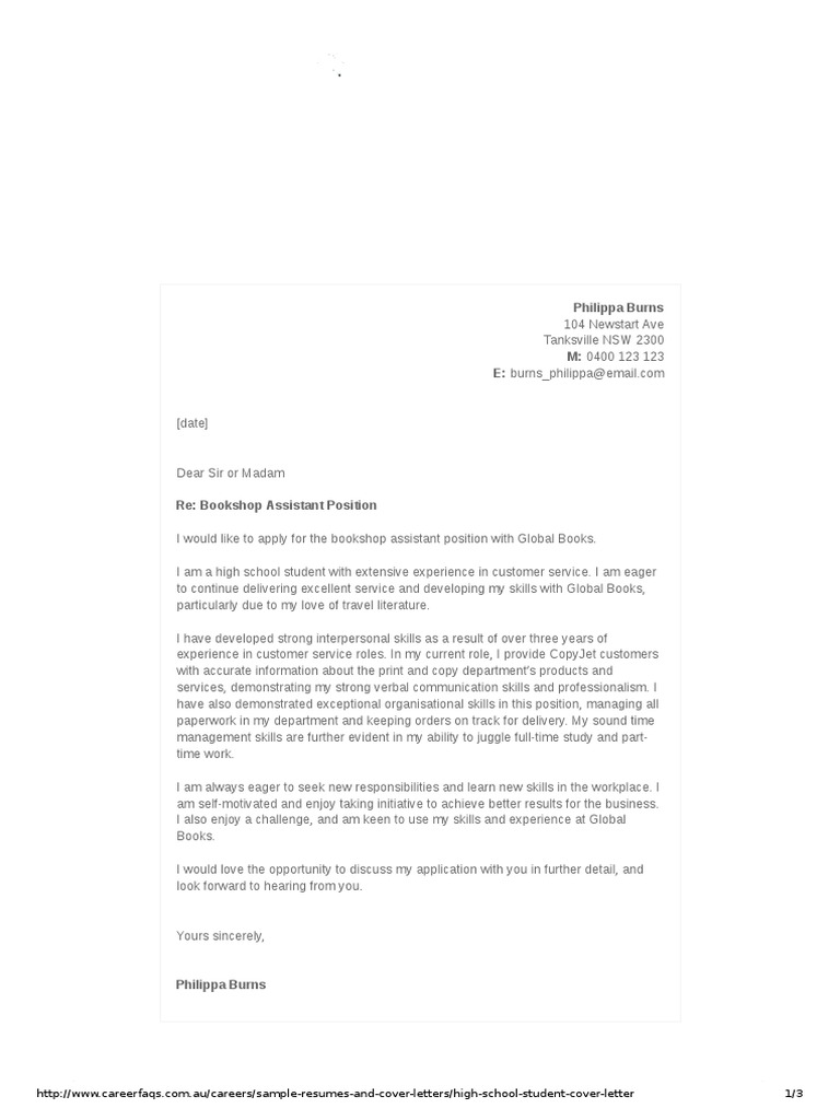 Application Letter For Working Student Sample