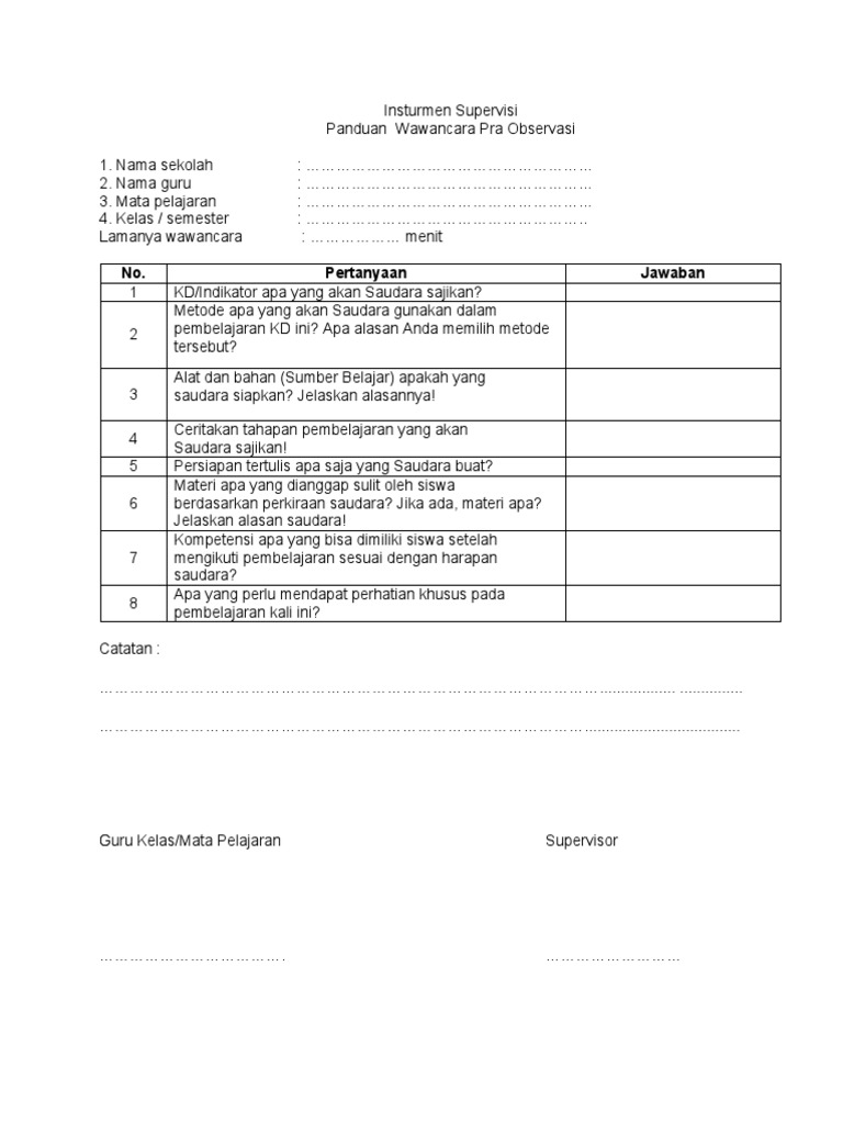 Contoh - Instrume Pra Pembelajaran | PDF