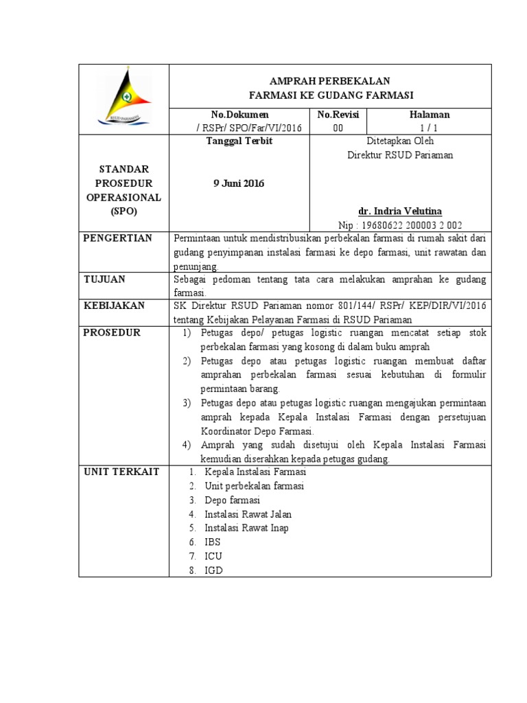 Amprah PF Ke Gudang Farmasi | PDF