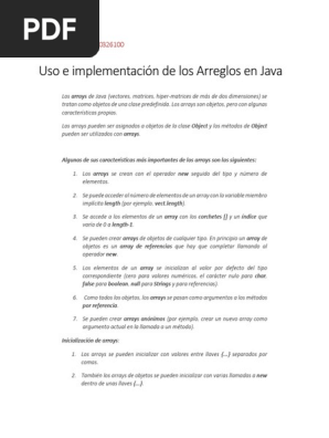 Ejemplos De Arreglos Bidimensionales En Java Pdf 04 Arreglos