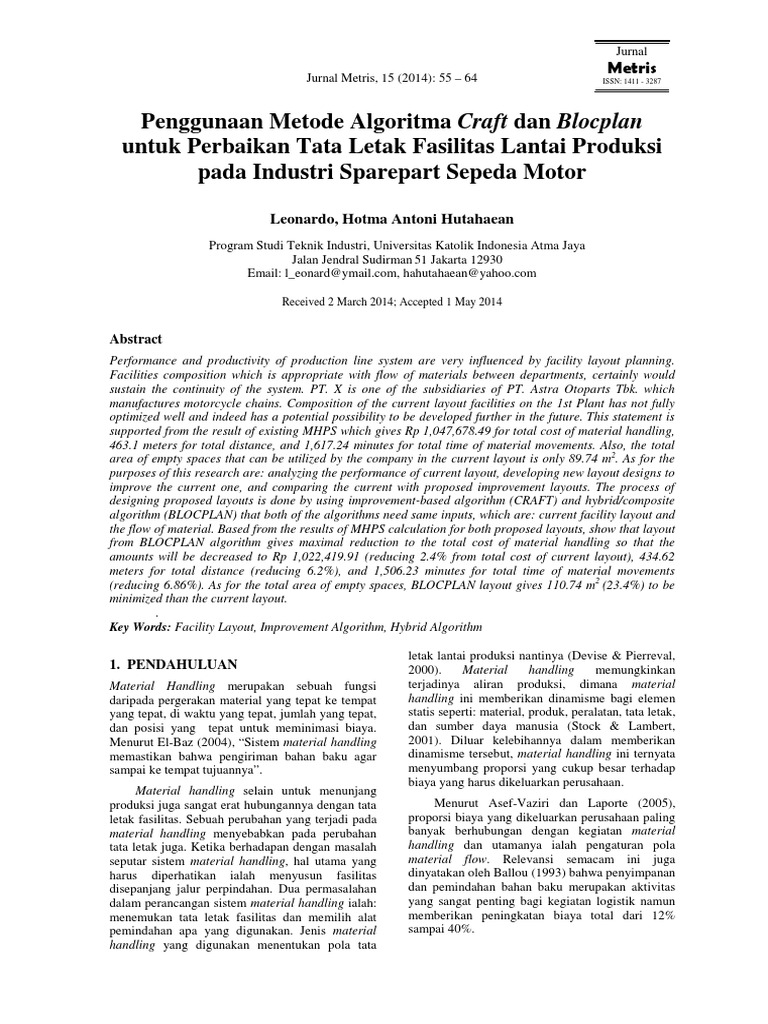 Optimalisasi Tata Letak Fasilitas | PDF | Produksi dan Manufaktur ...