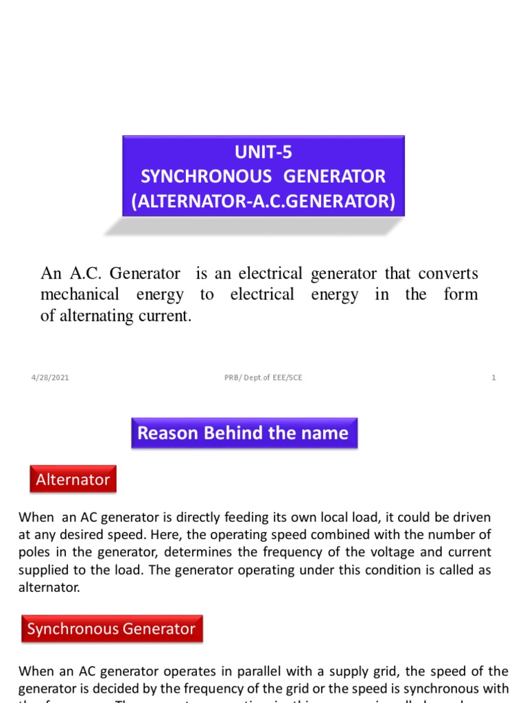 1 - Ee8002 Dea Unit 5 | PDF | Electric Generator | Electromagnetic ...