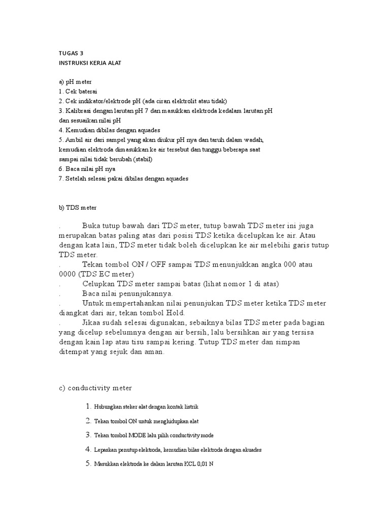 Instruksi Kerja Alat | PDF