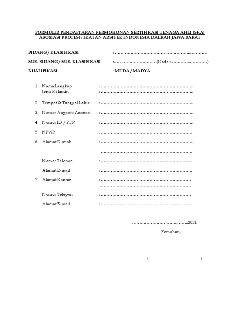 Pendaftaran Sertifikasi SKA Arsitek Jabar | PDF | Hukum