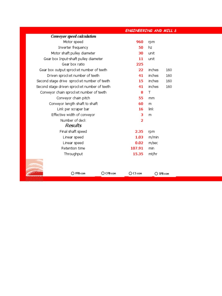 Conveyor Speed Calculation Guide | PDF | Transmission (Mechanics) | Gear