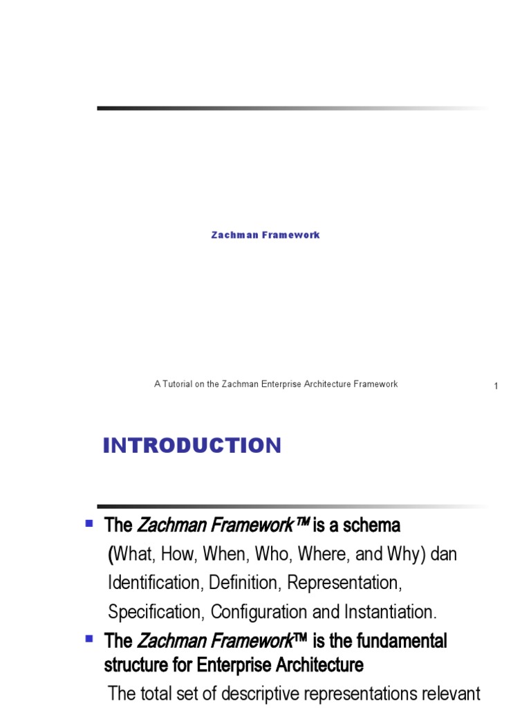 Zachman Framework: A Tutorial On The Zachman Enterprise Architecture Framework | PDF ...