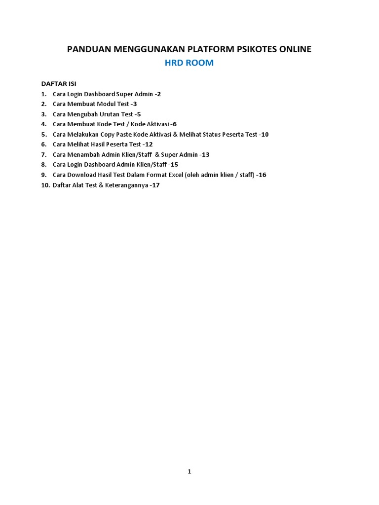 Panduan Platform Psikotes Online | PDF | Bisnis | Komputer