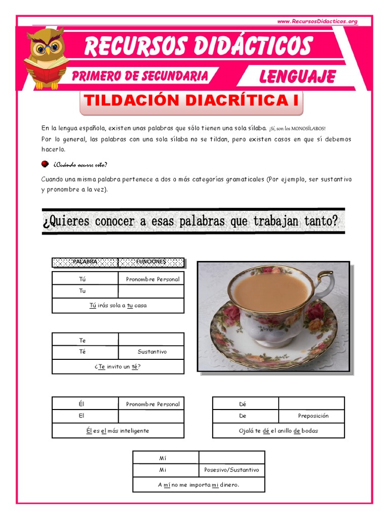 Tildación Diacrítica en Monosílabos | PDF | Pronombre | Palabra