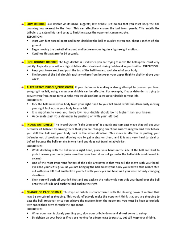 Basic Types of Dribbling in Basketball | PDF | Sports Rules And ...