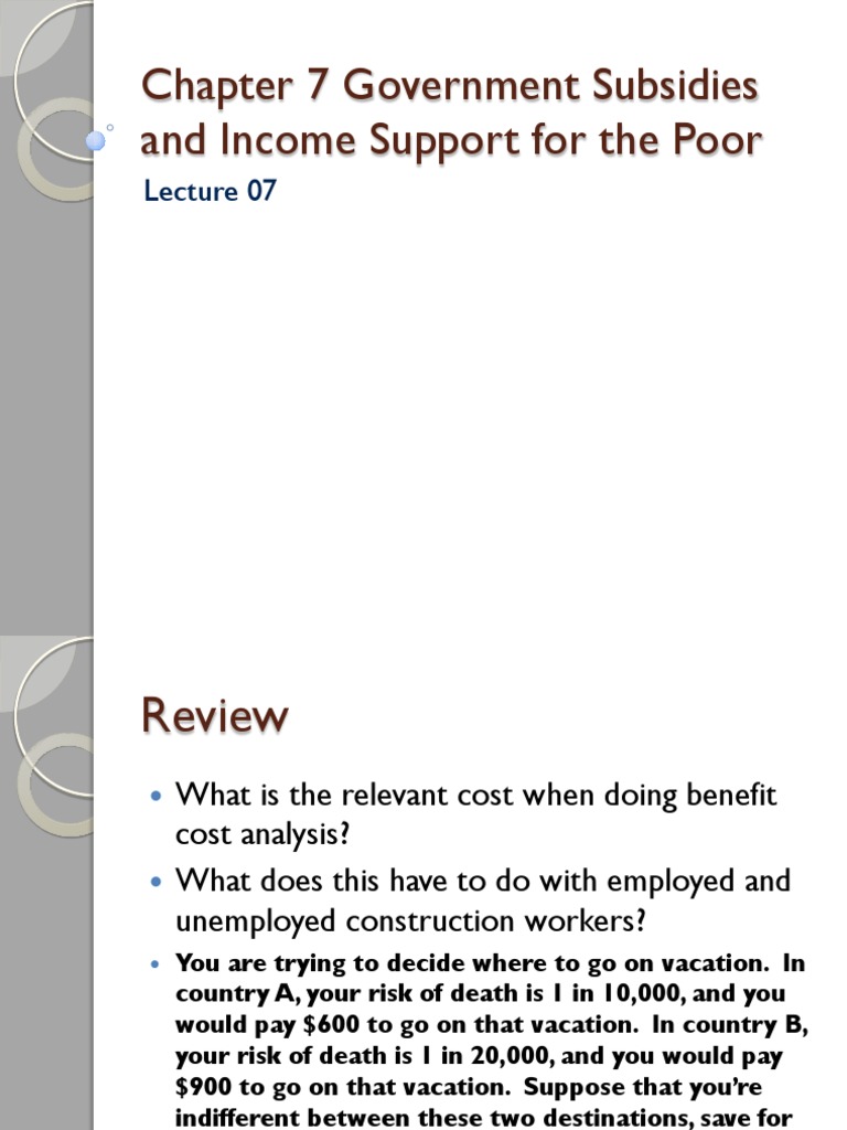 Chapter 7 Government Subsidies and Income Support For The Poor | PDF ...