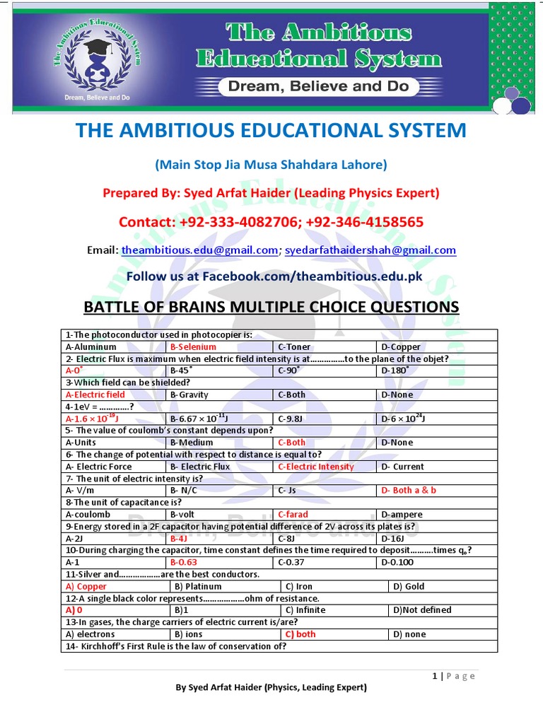 Inter 2 Physics Mcqs Solved | PDF | Photoelectric Effect | Inductance