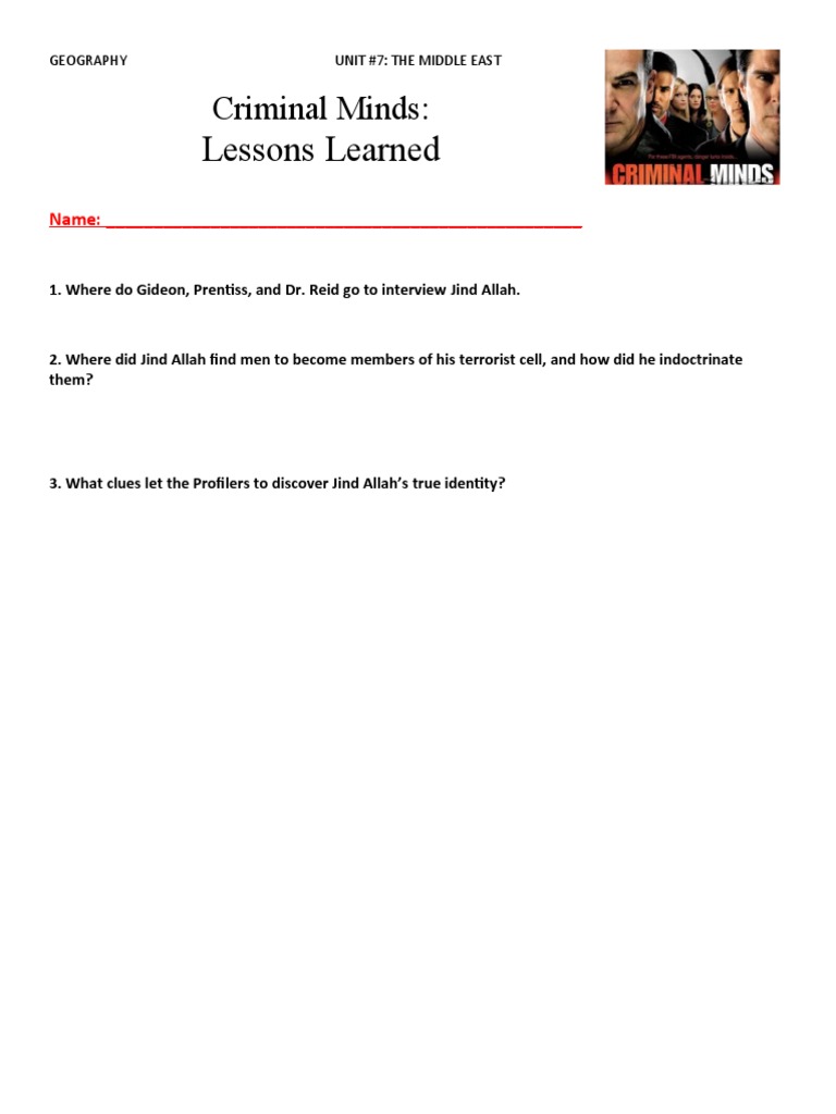 Lessons Learned: Criminal Minds | PDF