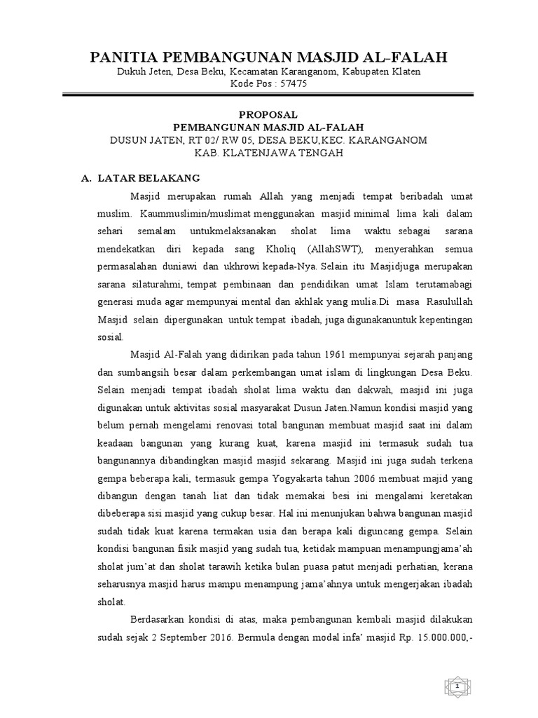 Proposal A4 MASJID Ums | PDF