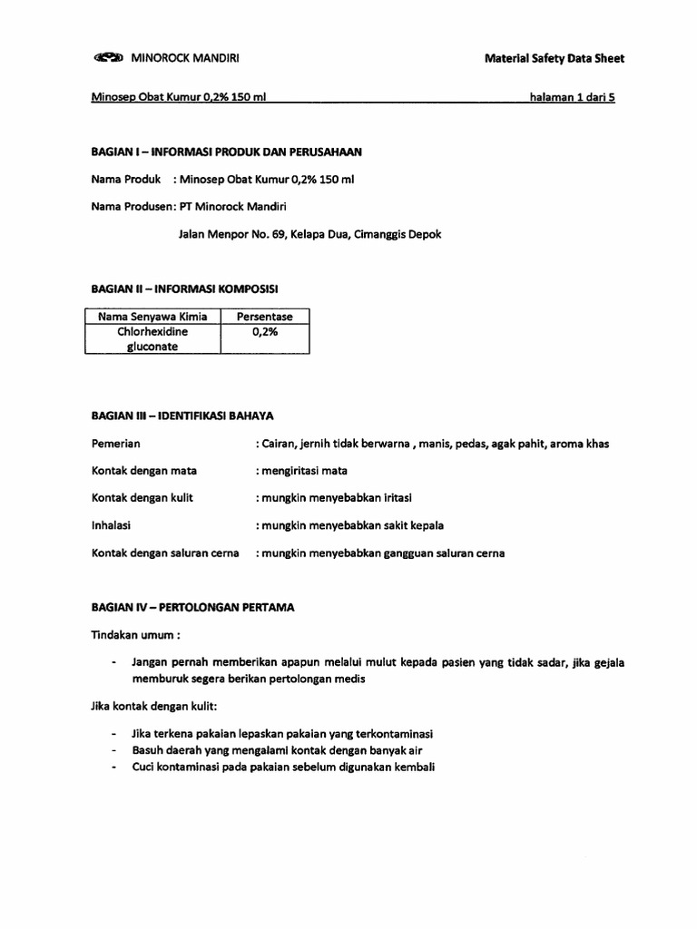 MSDS Ok 0,2 150 ML | PDF