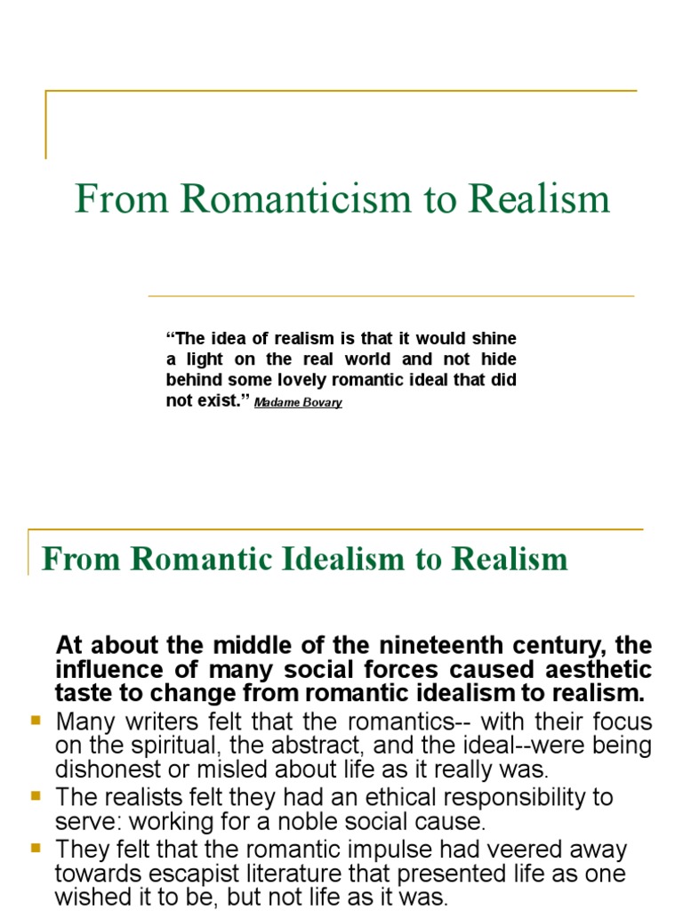 From-Romanticism To Realism Summary | PDF | Realism (Arts) | Romanticism