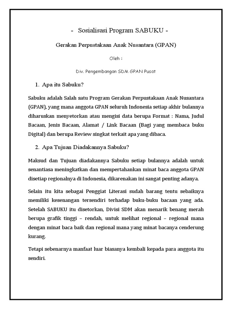 Sosialisasi Program Sabuku 2020 | PDF | Karier & Perkembangan
