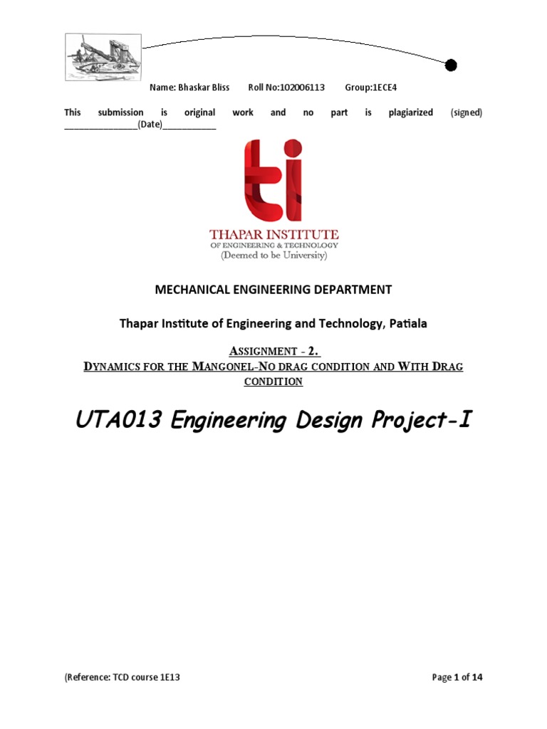 ED Assignment 2 Thapar University | PDF | Drag (Physics) | Teaching ...