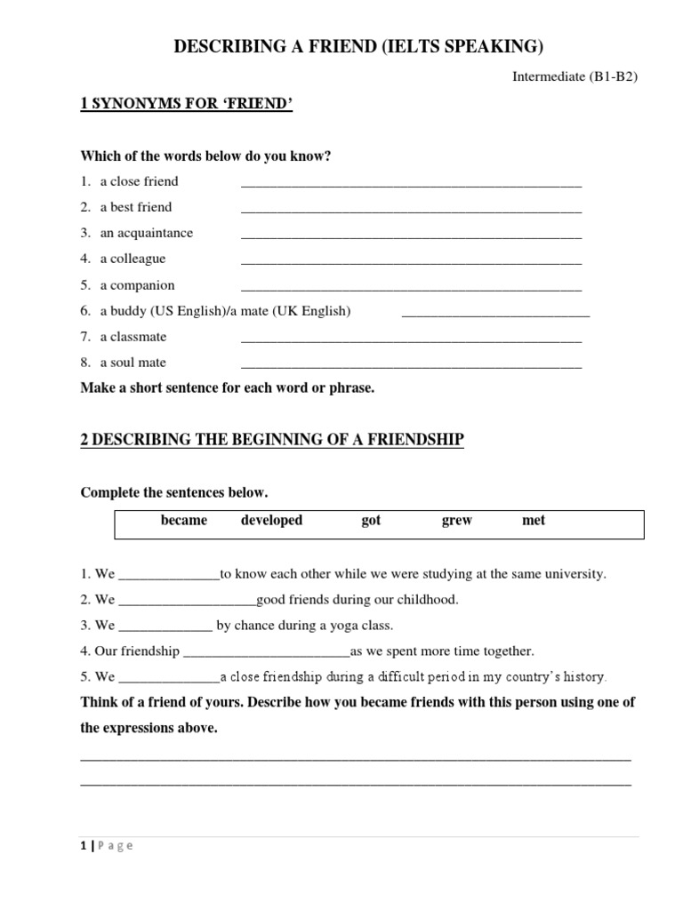 Describing Friends IELTS Speaking | PDF | Extraversion And Introversion ...