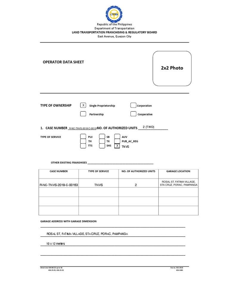 2x2 Photo: Operator Data Sheet | PDF | Common Law | Government