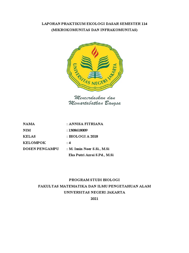 Annisa Fitriana - 1308618009 - LAPORAN PRAKTIKUM EKOLOGI DASAR SEMESTER 114 - Mikrokomunitas Dan ...