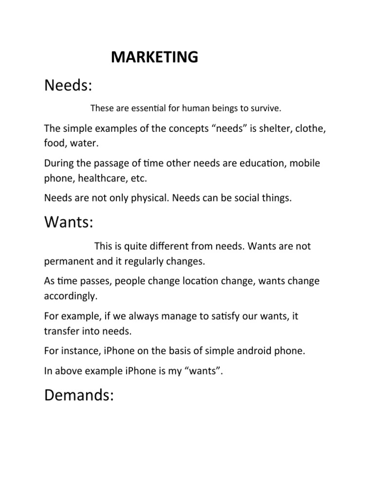 Understanding Needs, Wants, and Demands | PDF