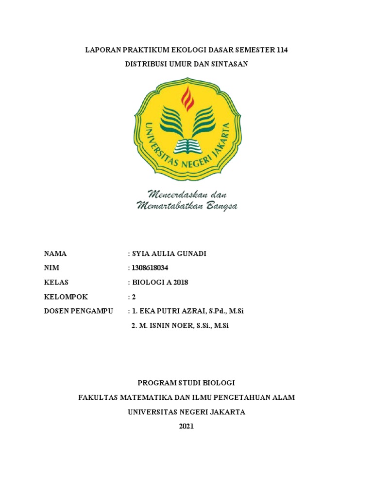 Laporan Praktikum Ekologi Dasar 2 - Syifa Aulia Gunadi (1308618034) | PDF