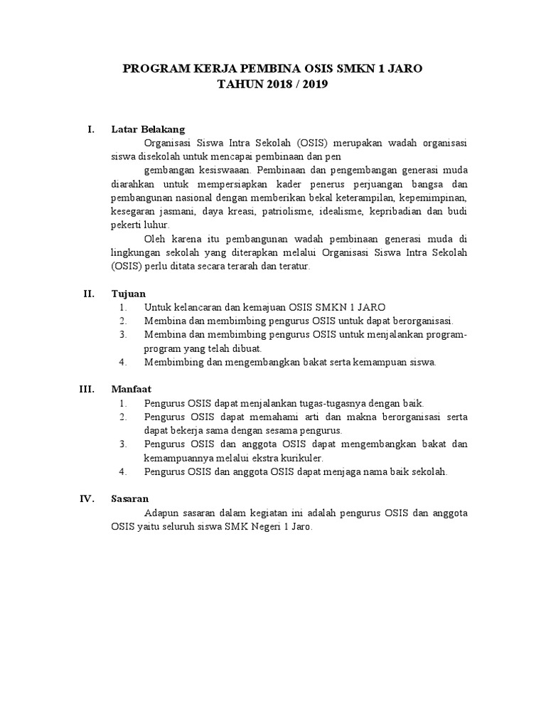 Program Kerja Pembina Osis | PDF
