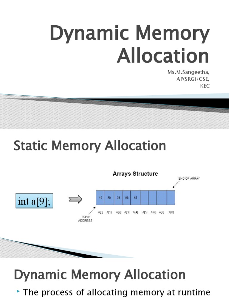 7.0 - 2.1. Dynamic Memory Allocation | PDF | Pointer (Computer ...