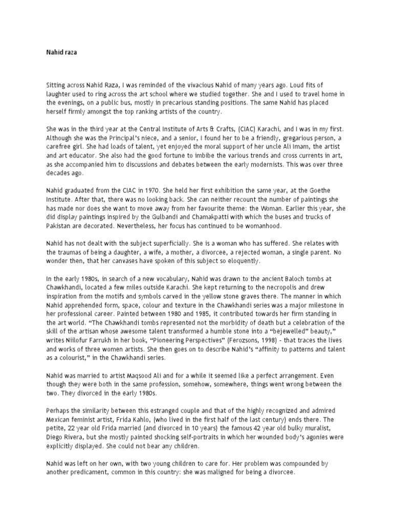 Nahid Raza Info | PDF | Art | Poetry