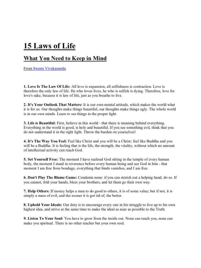 15 Laws of Life | Download Free PDF | Soul | Love